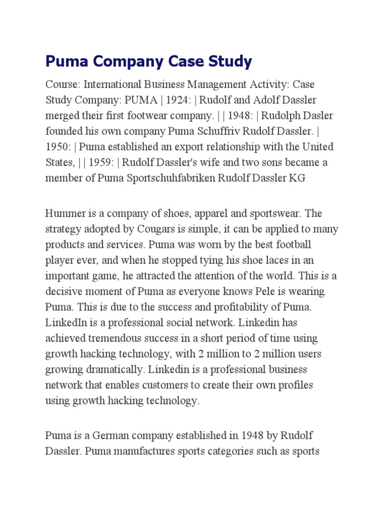 Puma Company Case Study | PDF