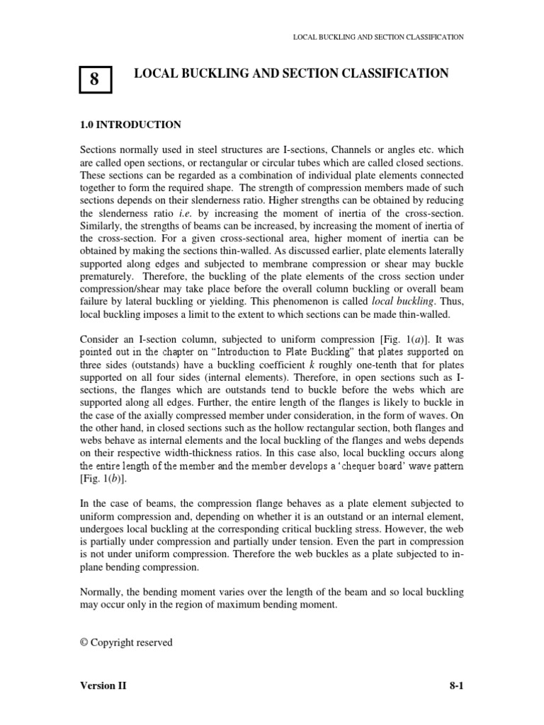Local Buckling and Section Classification | Download Free PDF ...