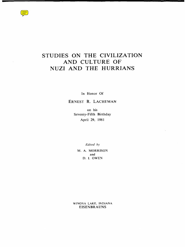 Studies On The Civilization and Culture of Nuzi and The Hurrians | PDF ...