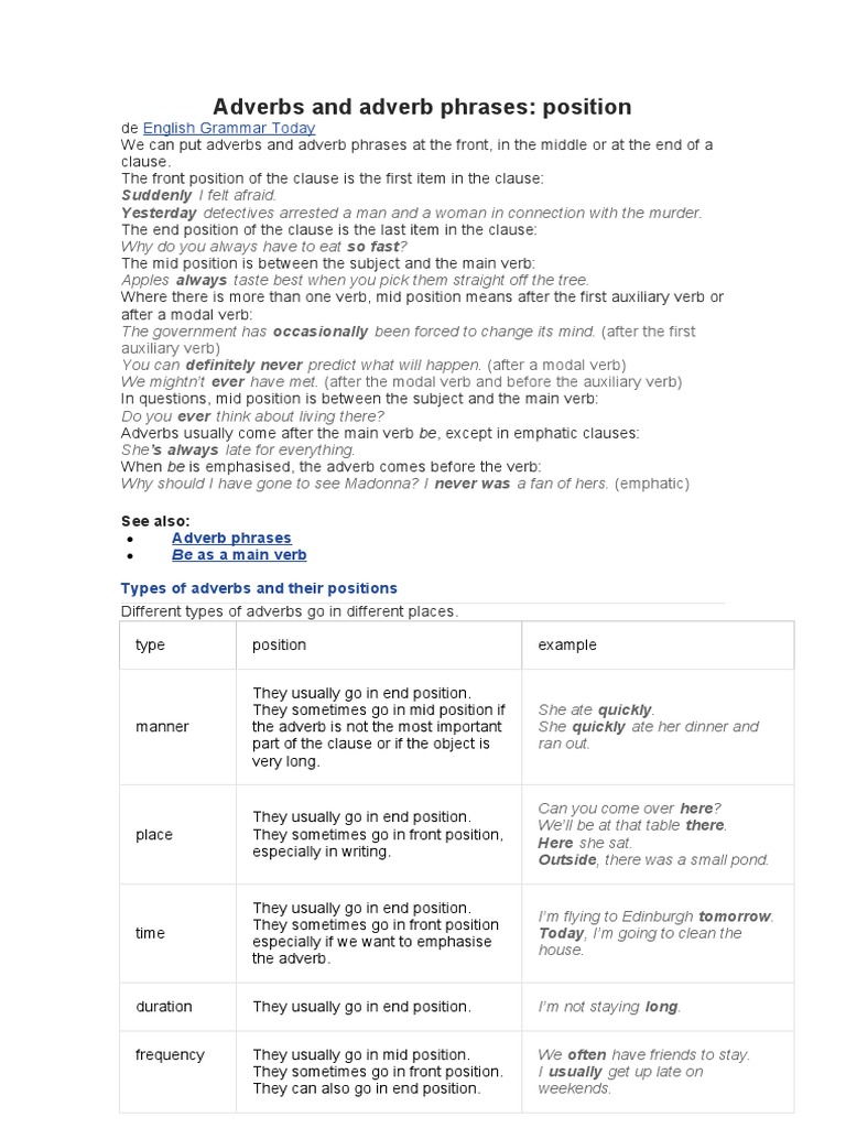 Adverbs and Adverb Phrases | PDF