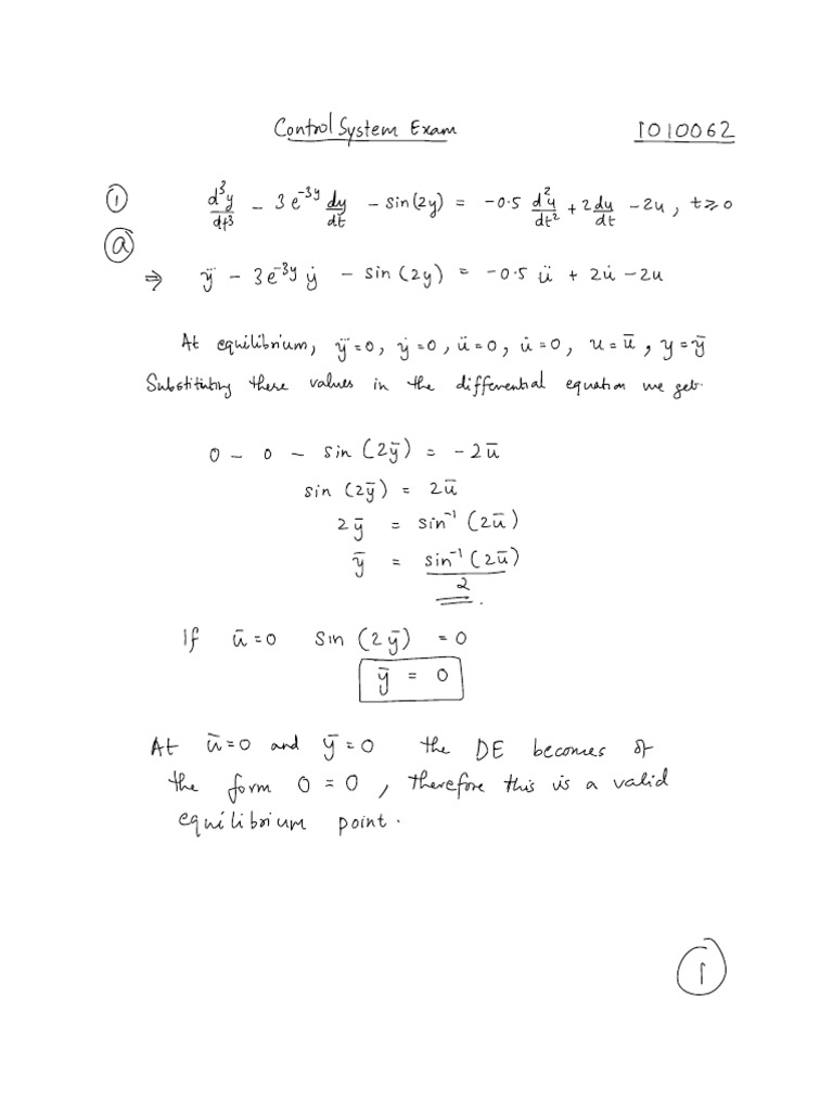 Control System | PDF | Equations | Mathematical Concepts