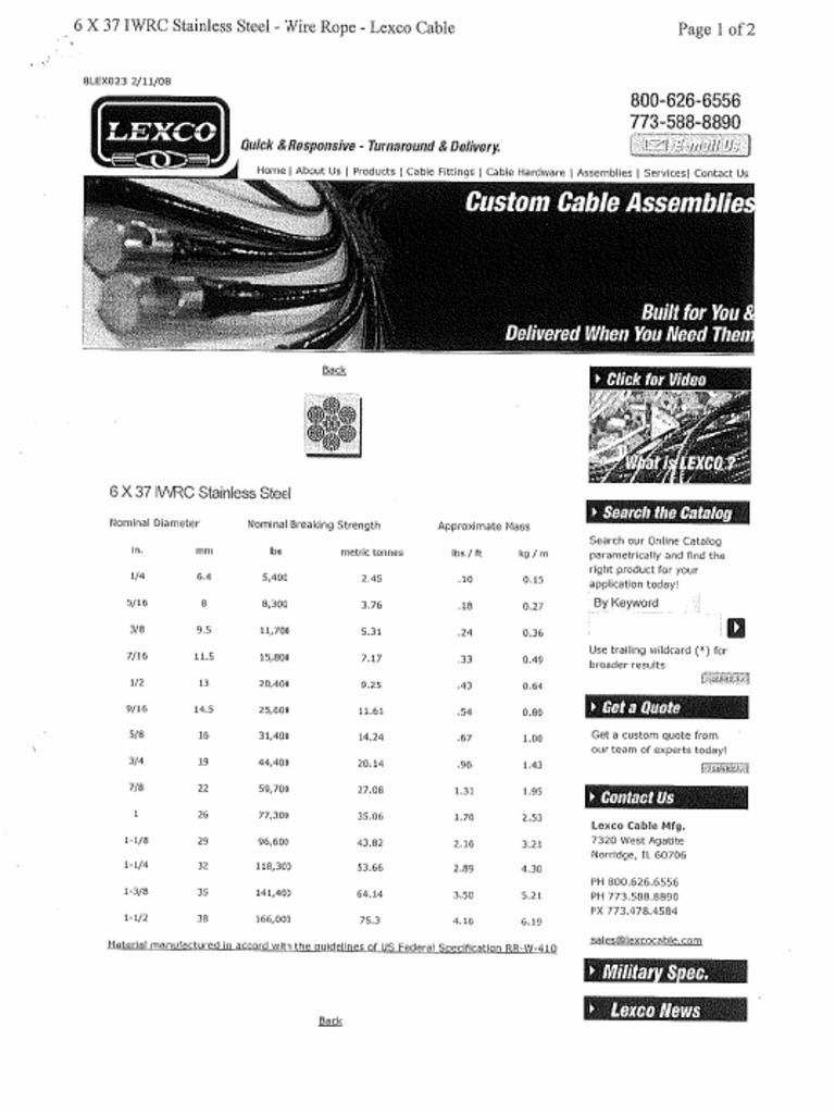 Sus304 Wire Rope Catalogue PDF | PDF