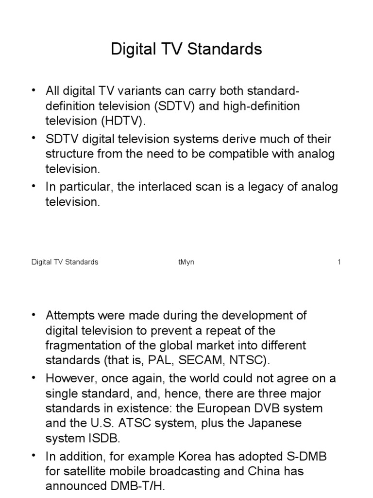 Digital TV Standards | PDF | Digital Television | Film Industry