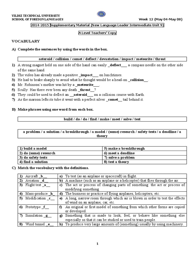 New Language Leader Intermediate Unit 9 - AnswerKey | PDF | Glacier ...