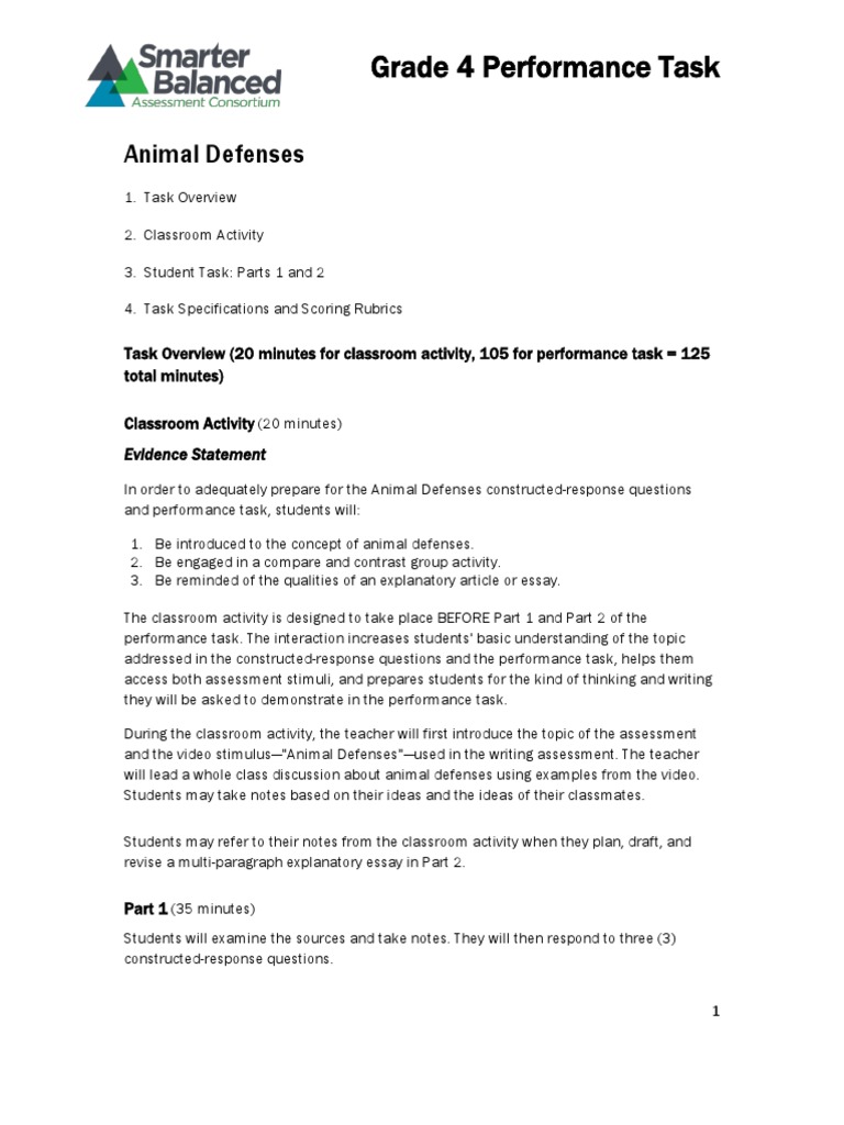 Animal Defenses (Gr. 4) PDF | PDF | Rubric (Academic) | Essays