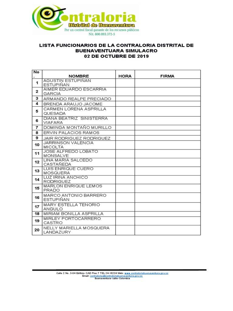 Listado Personal Simulacro | PDF