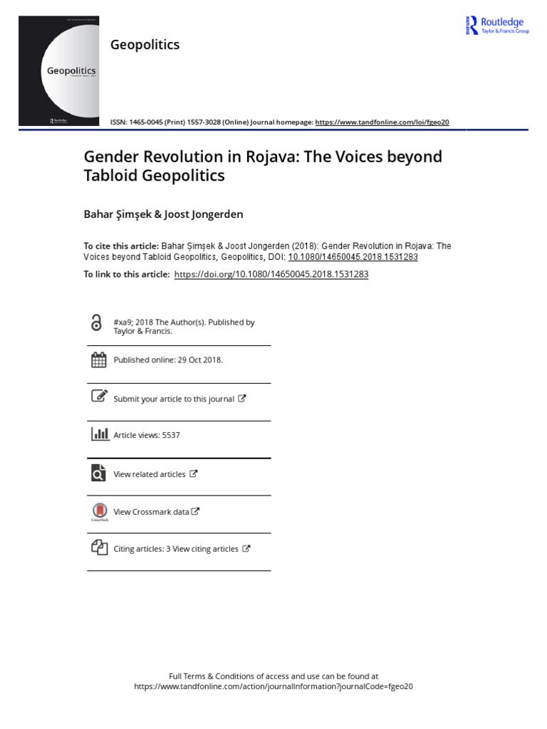 2018 - Şimşek e Jongerden - Gender Revolution in Rojava | PDF | Feminism | Gender Studies