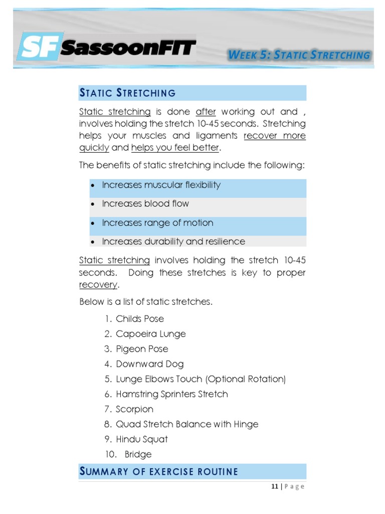 4.3 Static Stretching PDF | PDF | Recreation | Physical Exercise