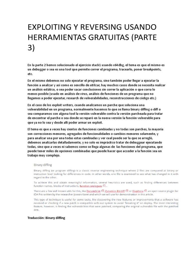Binary Diffing y Reversing Estático | PDF | Programa de computadora | Programación