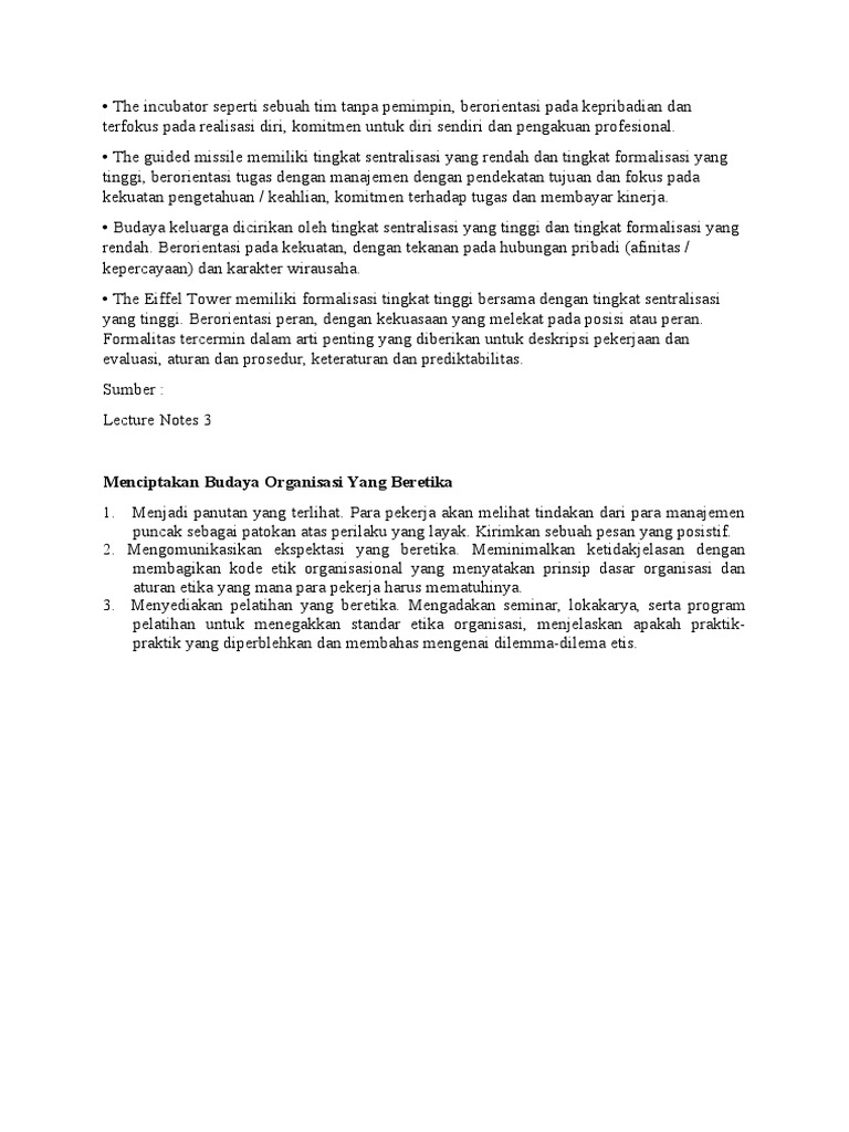 Menciptakan Budaya Organisasi Yang Beretika | PDF