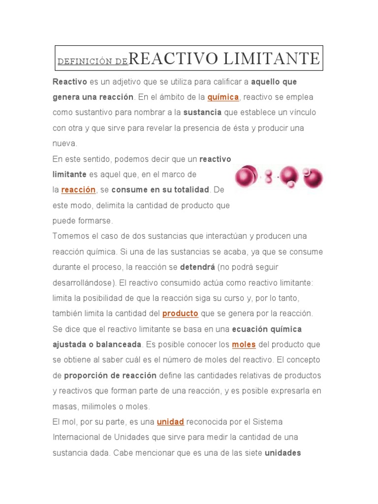 Definición de Reactivo Limitante | PDF