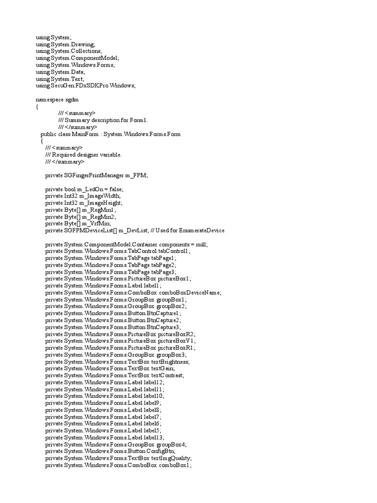 A GUI for Fingerprint Device Configuration and Image Capture | PDF ...