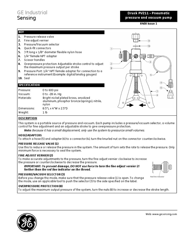 PV211 Manual | PDF | Vacuum | Pump