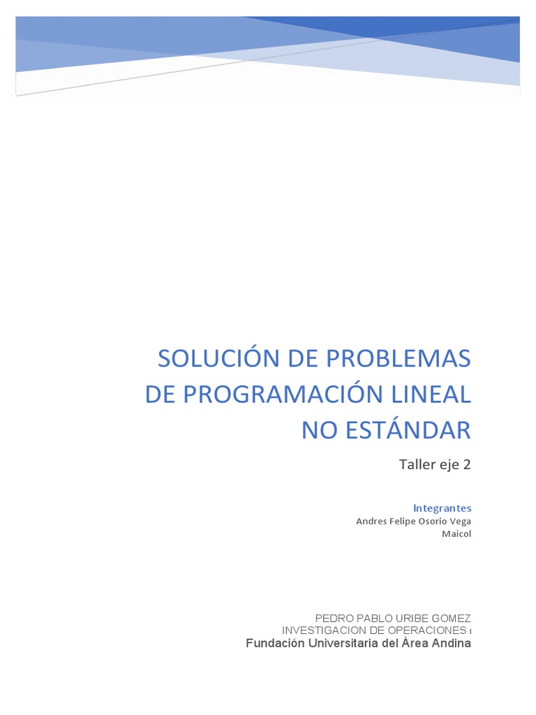 Solución de Problemas de Programación Lineal No Estándar 2 | Descargar ...