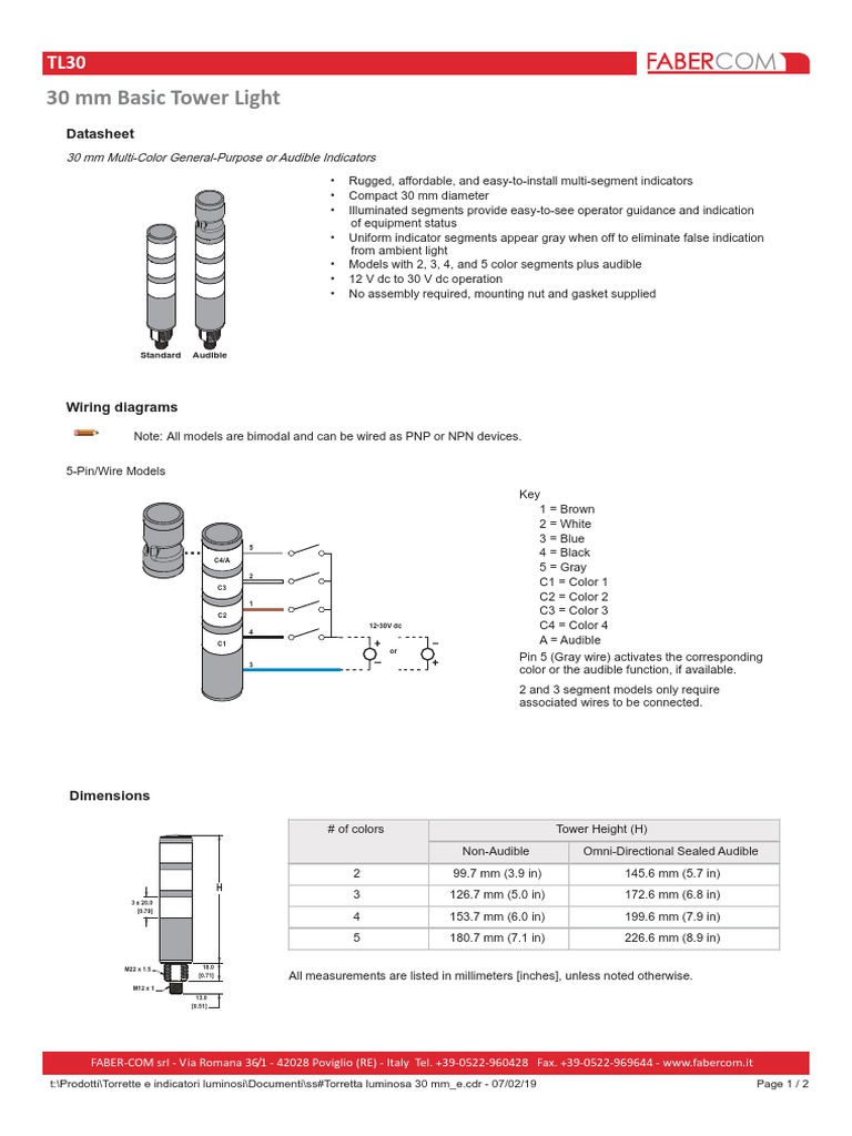 Ss#torretta Luminosa 30 MM - e PDF | PDF | Color | Electrical Wiring