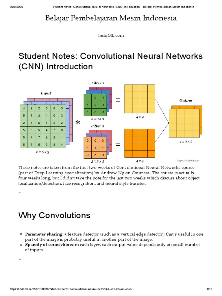 Student Notes - Convolutional Neural Networks (CNN) Introduction ...