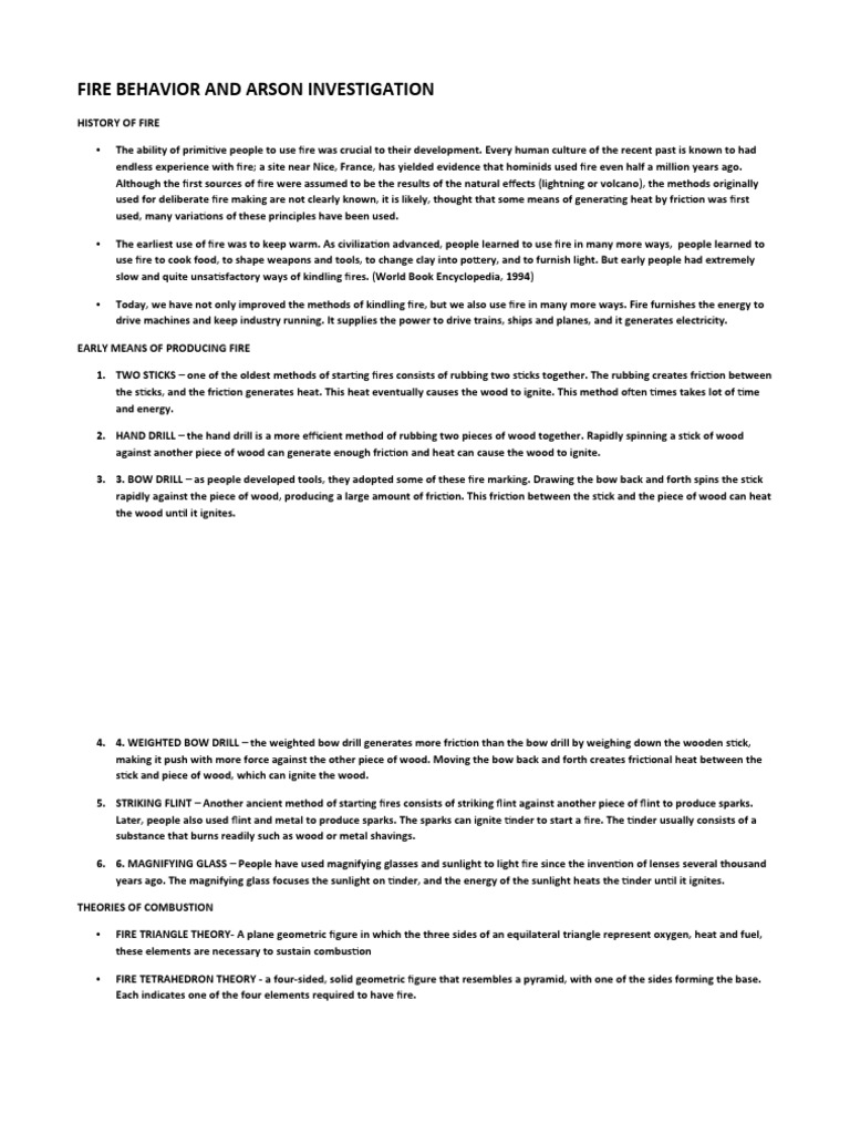 Fire Behavior and Arson Investigation | PDF | Combustion | Fires
