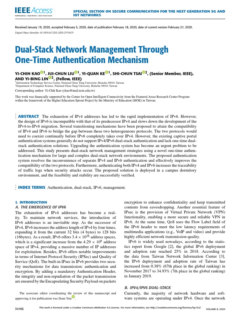 Dual-Stack Network Management Through One-Time Authentication Mechanism ...