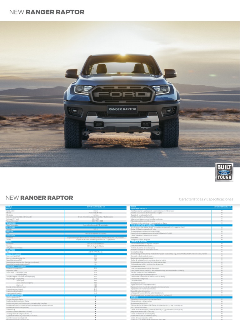Ranger Raptor Ficha Tecnica 2020 | PDF | Tracción en las cuatro ruedas ...