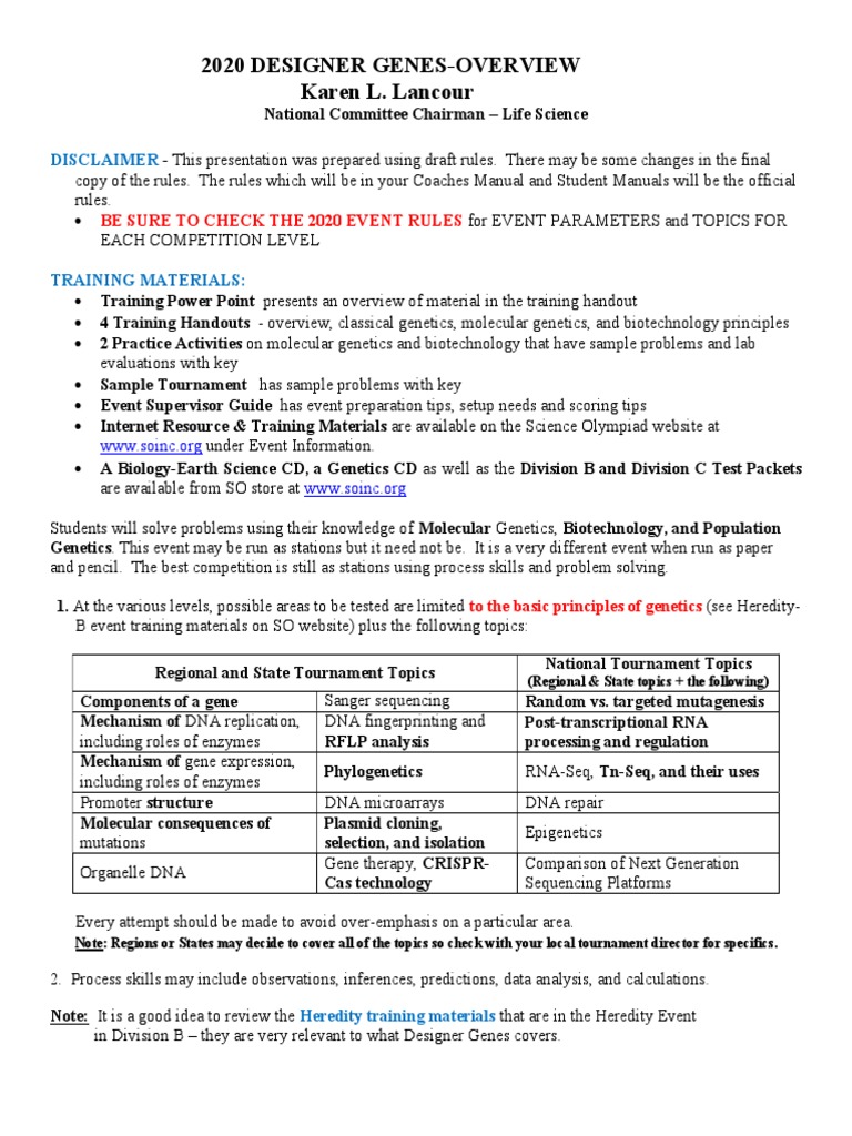 20 DG Training Overview | PDF | Gene | Dominance (Genetics)