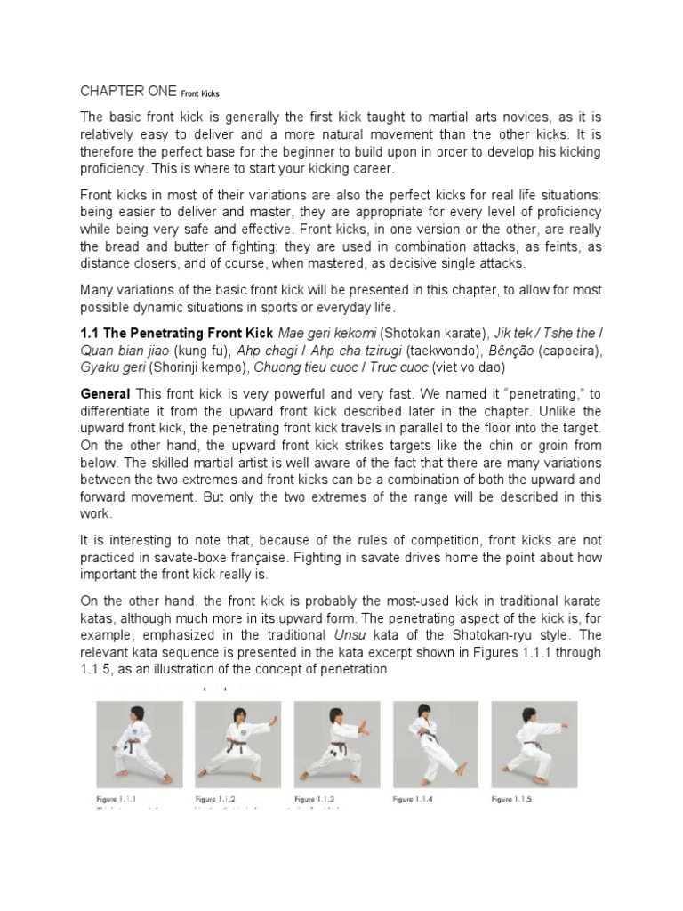 CHAPTER ONE Front Kicks | PDF | Combat | Individual Sports