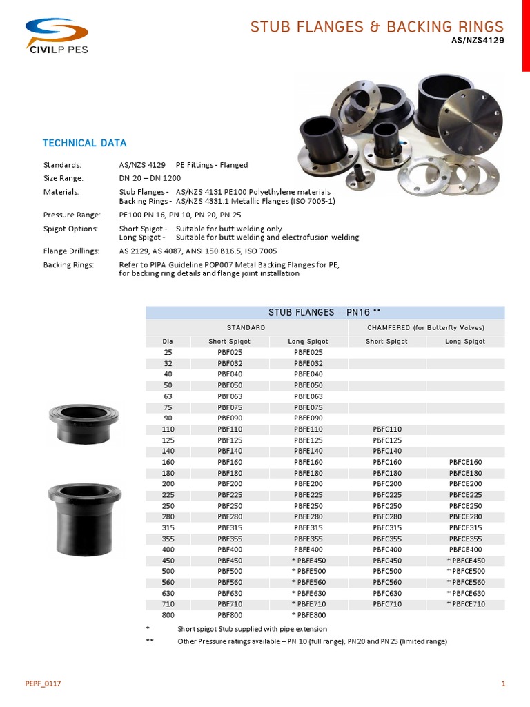 Stub Flanges & Backing Rings: Technical Data | PDF | Building Materials ...
