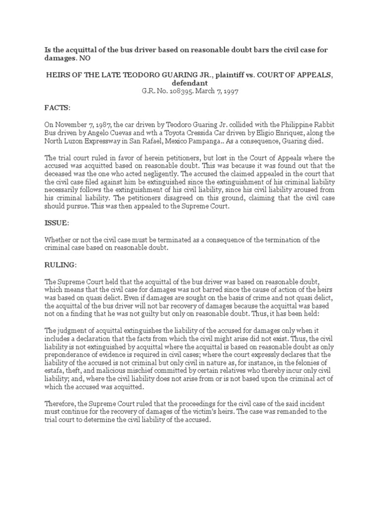 Heirs of Guaring Vs CA | PDF | Acquittal | Reasonable Doubt