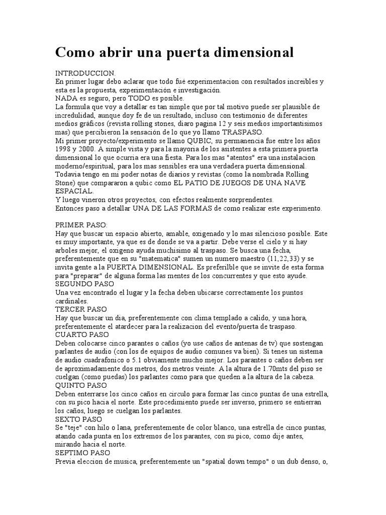 Cómo Crear una Puerta Dimensional | PDF | Naturaleza