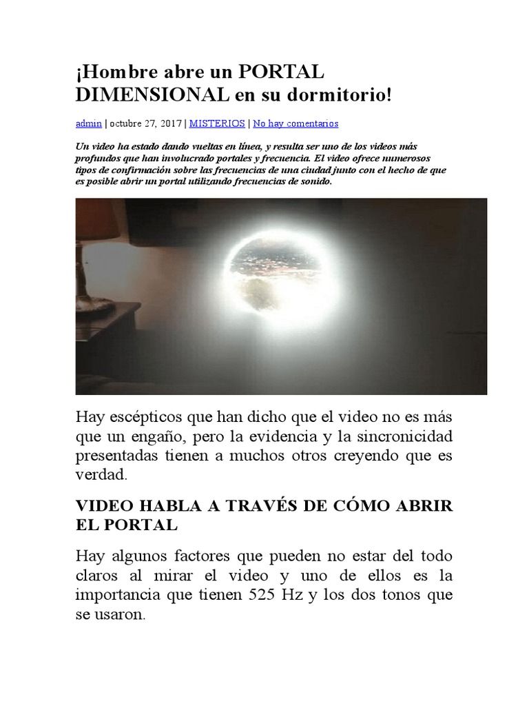 Cómo abrir un portal dimensional | PDF | Frecuencia | Vídeo
