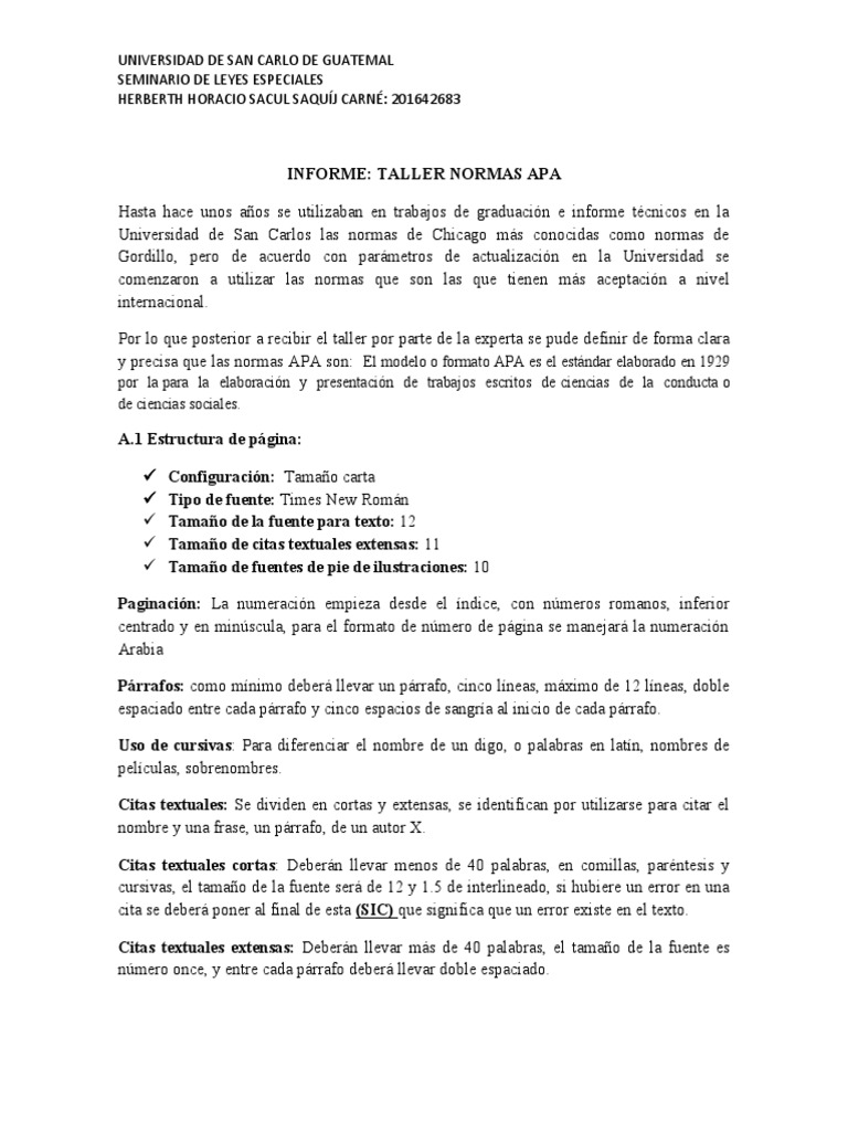 Informe Normas Apa | PDF