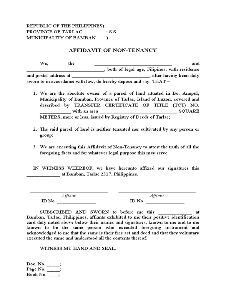 Affidavit of Non-Tenancy3 | PDF