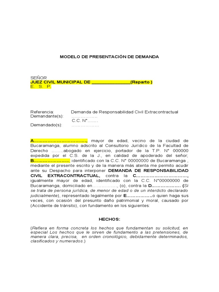 Modelo de Presentacion de Demanda | PDF | Demanda judicial | Gobierno