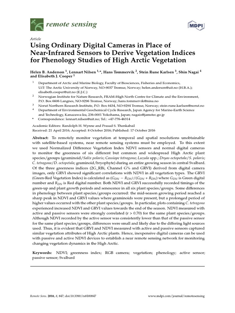 Remotesensing 08 00847 v4 | PDF | Infrared | Rgb Color Model