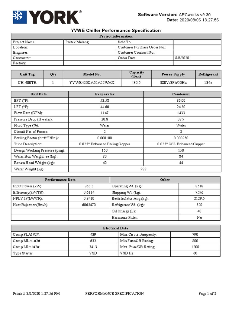 Data Chiller | PDF | Electromechanical Engineering | Engineering ...