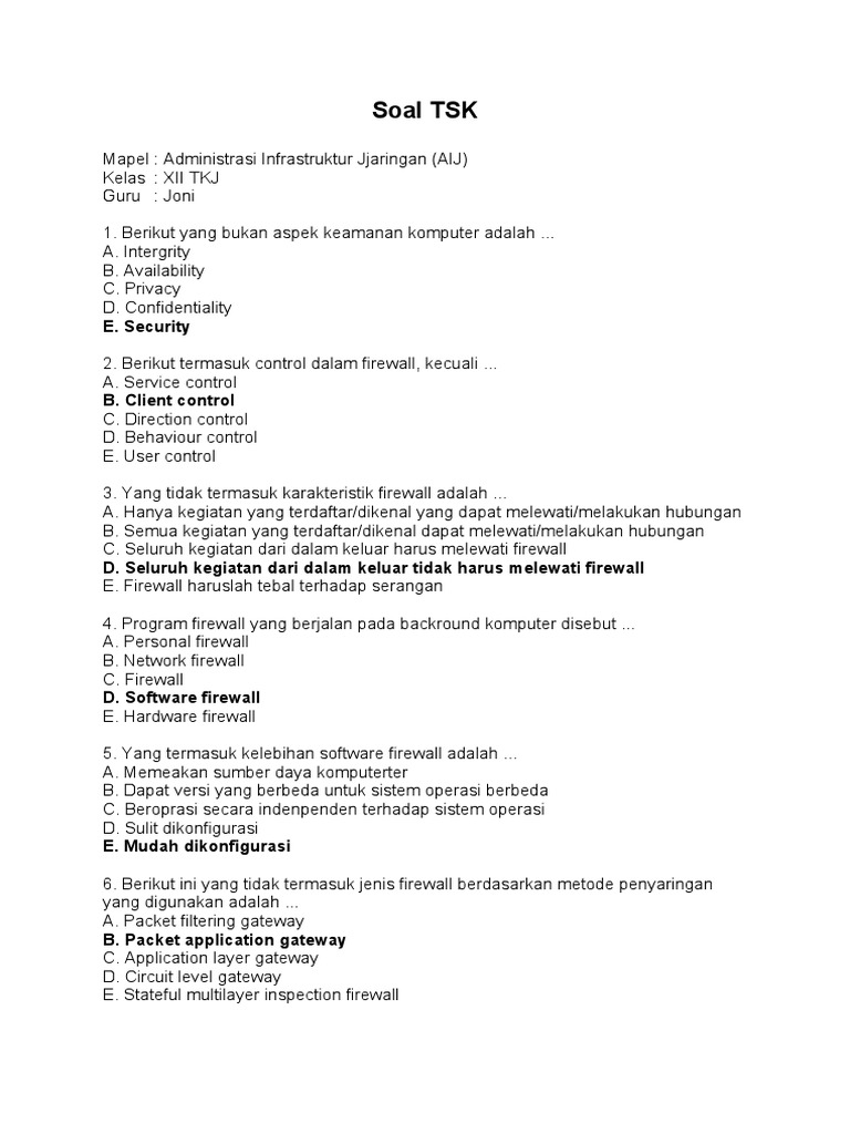 Soal TSK Aij 12-TKJ | PDF