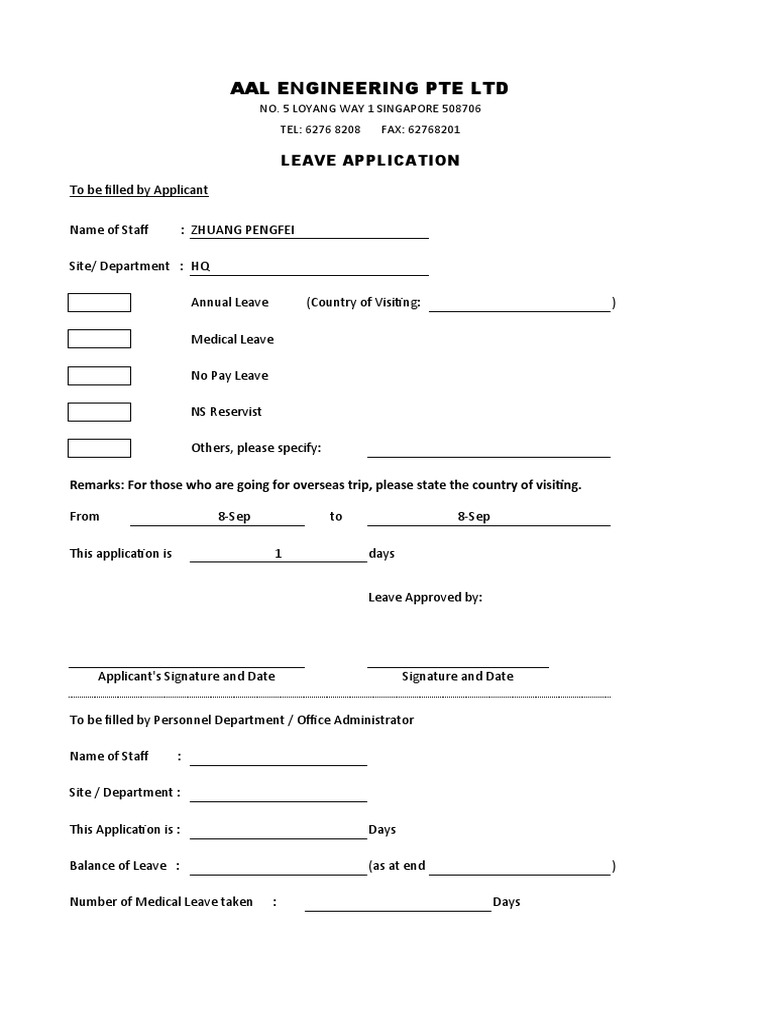 AAL Leave Form | PDF