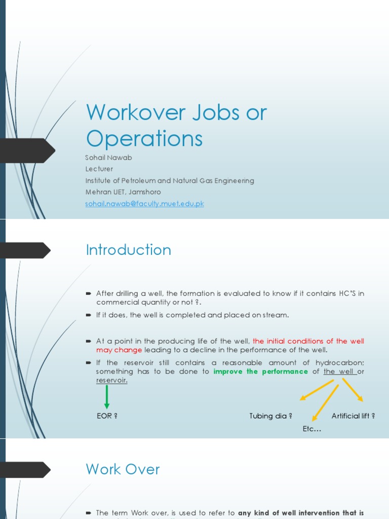 Workover Operations in Oil and Gas | PDF | Oil Well | Petroleum Reservoir