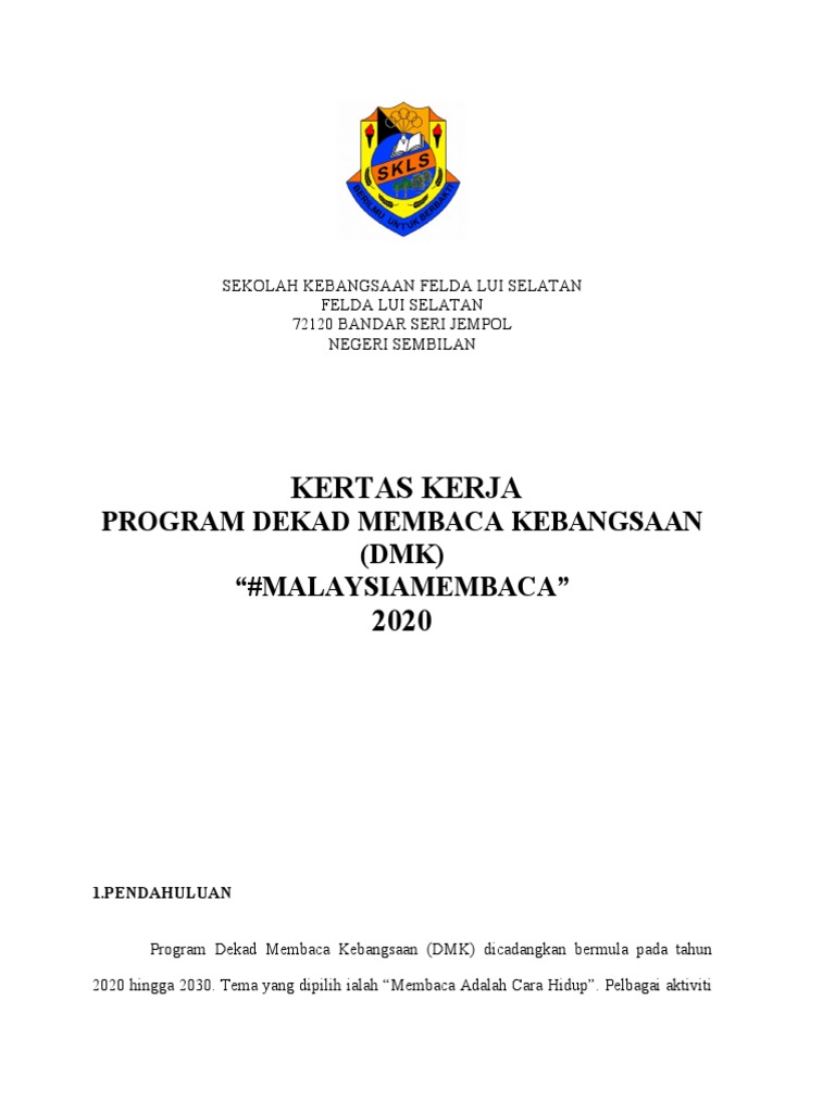 Kertas Kerja Dekad Membaca 2020 | PDF