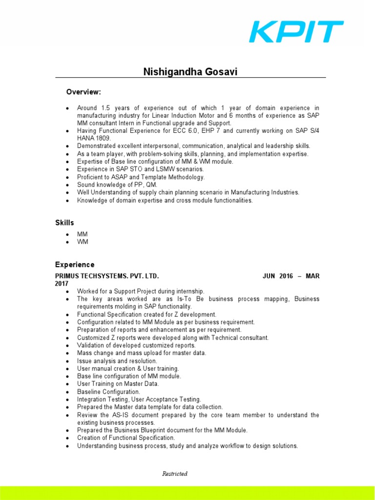 Nishigandha Gosavi Resume | PDF | Business Process | Software Testing