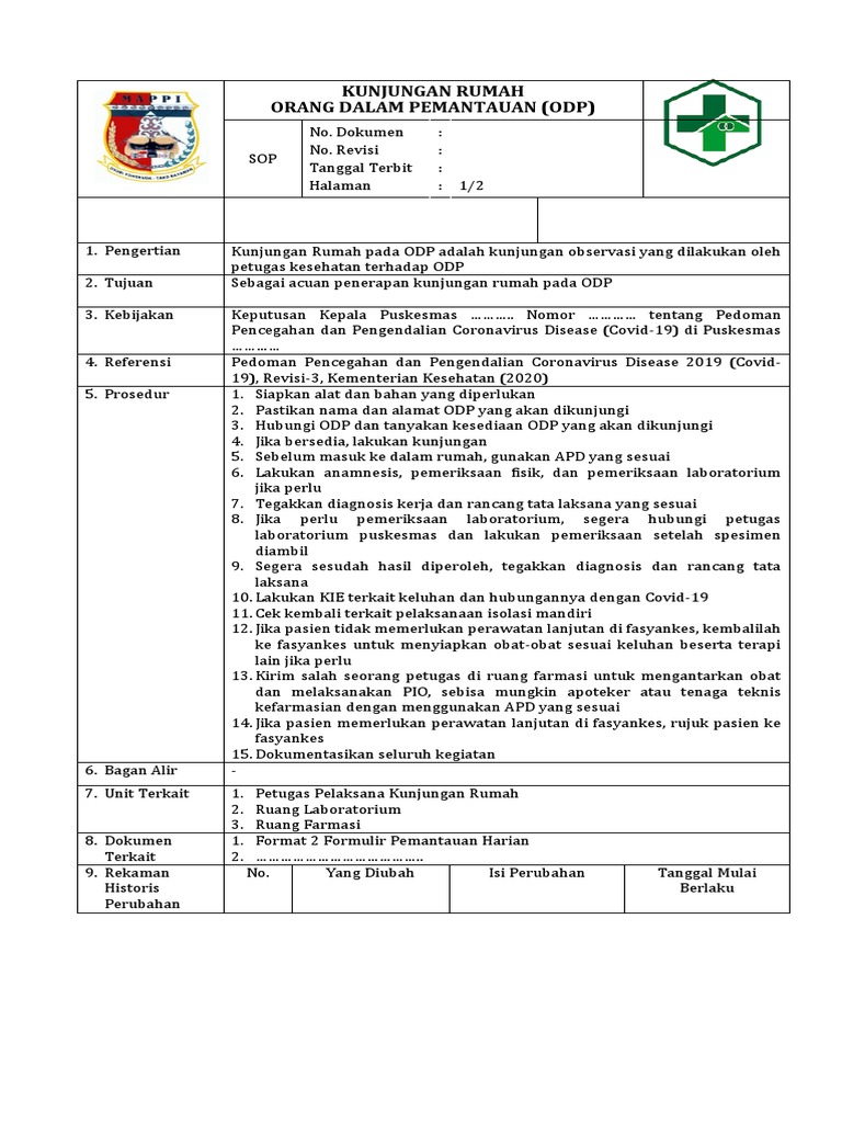 09 Sop Kunjungan Rumah Odp | PDF