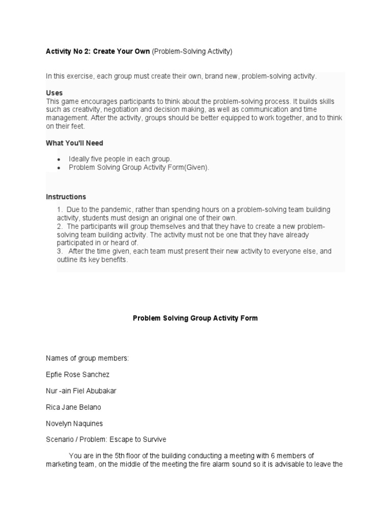 Activity No 2: Create Your Own (Problem-Solving Activity) | PDF ...