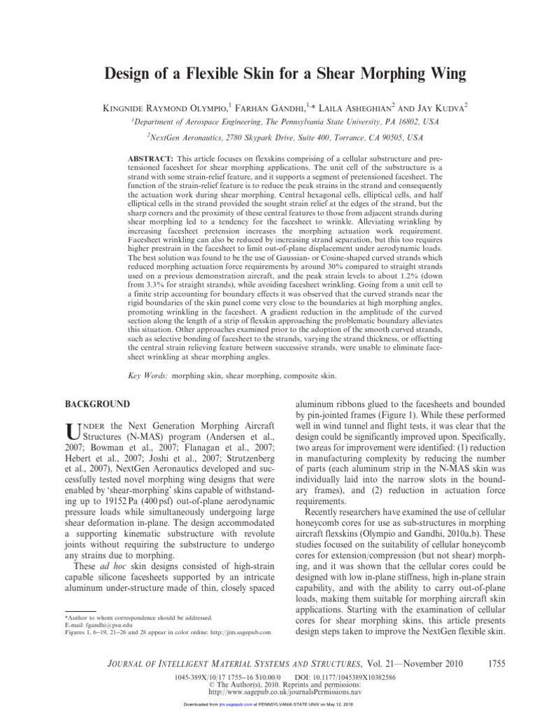 Design of A Flexible Skin For A Shear Morphing Wing | PDF | Young's ...