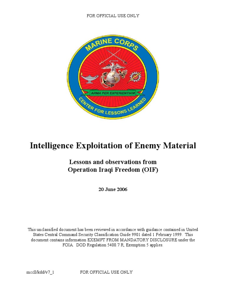Intelligence Exploitation of Enemy Material | PDF | Detention ...