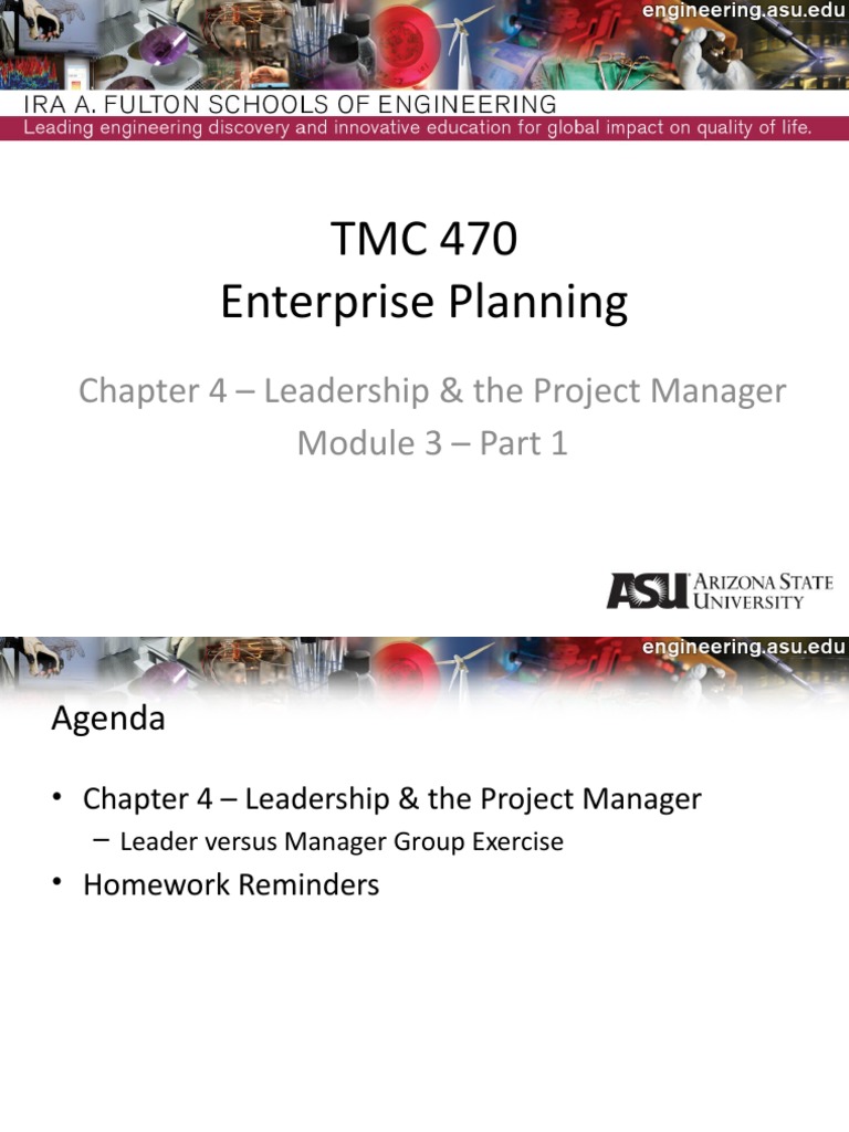 TMC 470 Enterprise Planning: Chapter 4 - Leadership & The Project ...