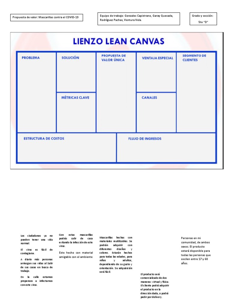 Lienzo Lean Canvas | PDF | Bienestar | Medicina