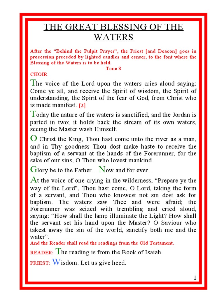 Great Blessing of the Waters Service | PDF | John The Baptist ...