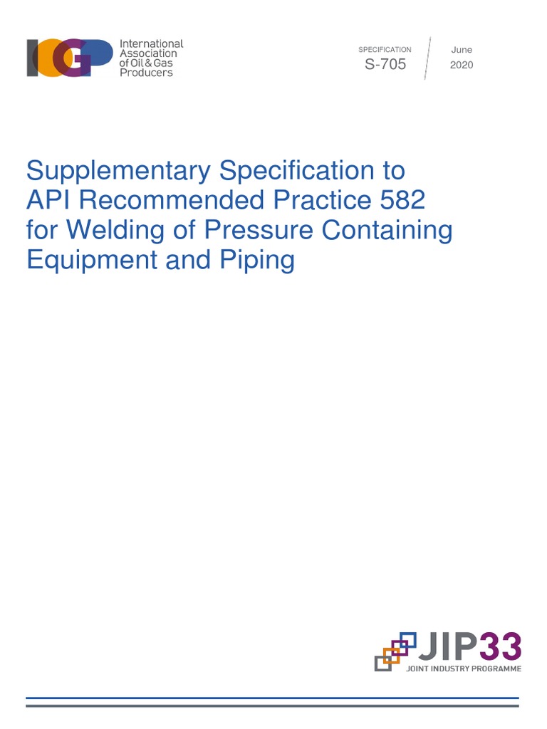 S 705v2020 06 Supplementary Specification To API Recommended Practice ...