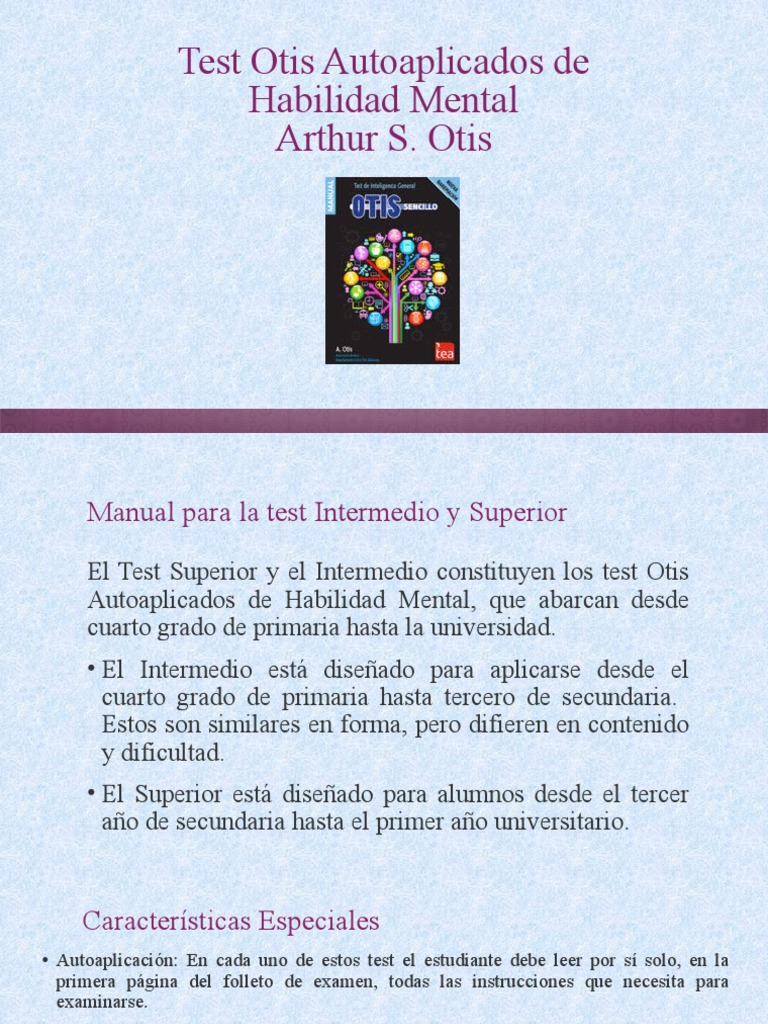 Test Otis: Guía de Aplicación y Uso | PDF | Prueba (evaluación ...