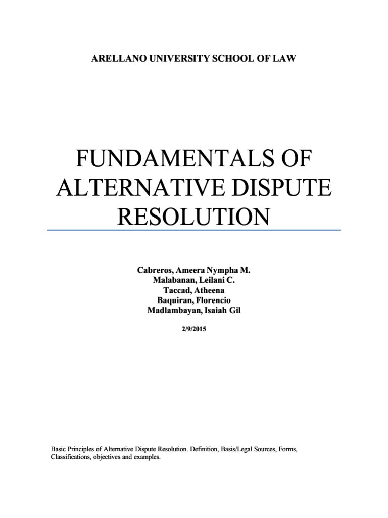 Fundamentals of ADR Law | PDF | Alternative Dispute Resolution | Mediation