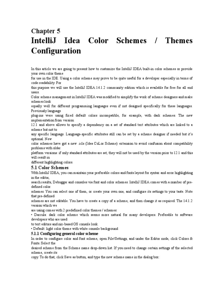Intellij Idea Color Schemes / Themes Configuration | PDF | Scheme (Programming Language ...